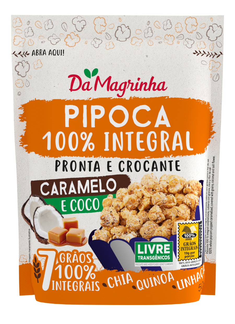 Pipoca Pronta 100% Integral Caramelo e Coco - Da Magrinha |100% ...